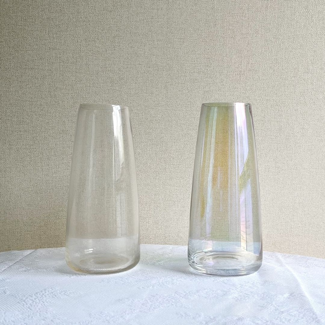 홀로그램 대형 롱 유리 화병 오로라 빈티지 오브제 2color