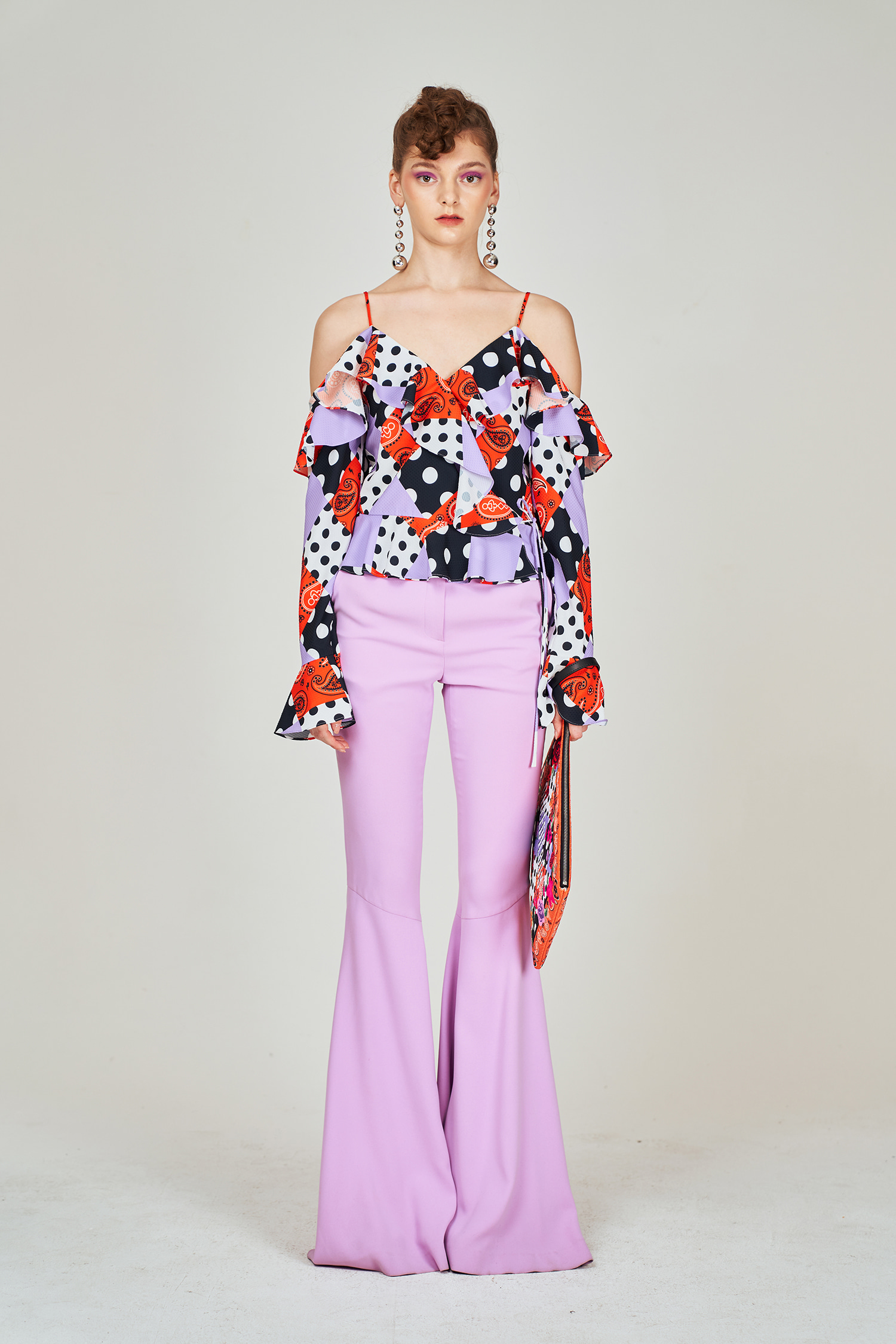 그리디어스 DIA CHECK DOT WRAP BLOUSE