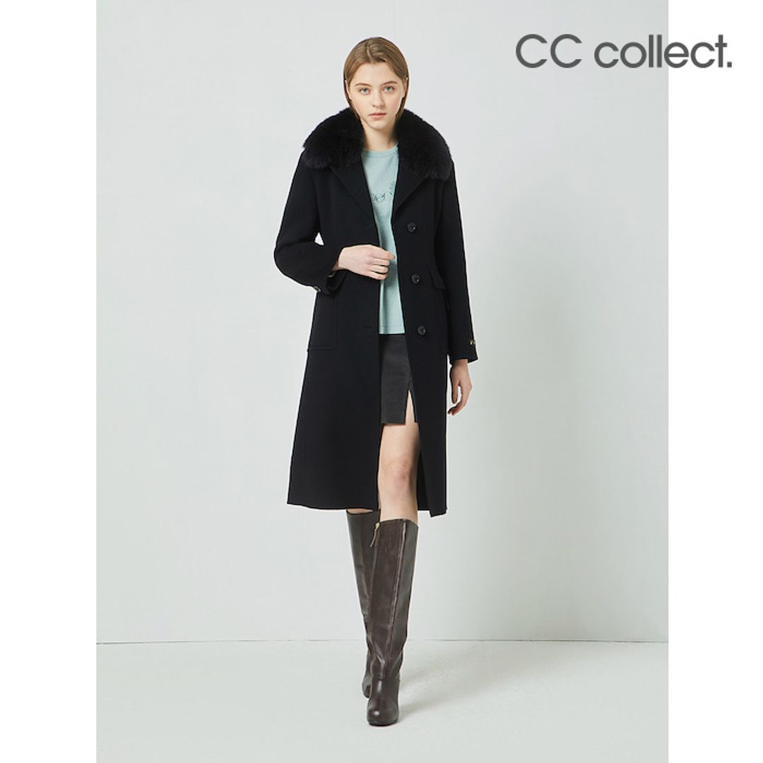 포스티 Cc콜렉트 폭스 퍼 싱글 코트 Bkc214msg543