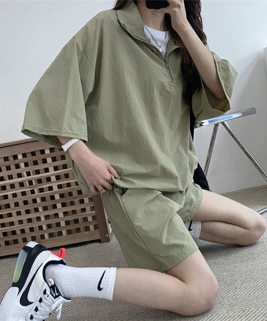 힙한 스타일좋은 아노락 바람막이 트레이닝 츄리닝 세트 캐쥬얼 하프집업 운동복 헬스복 상하세트
