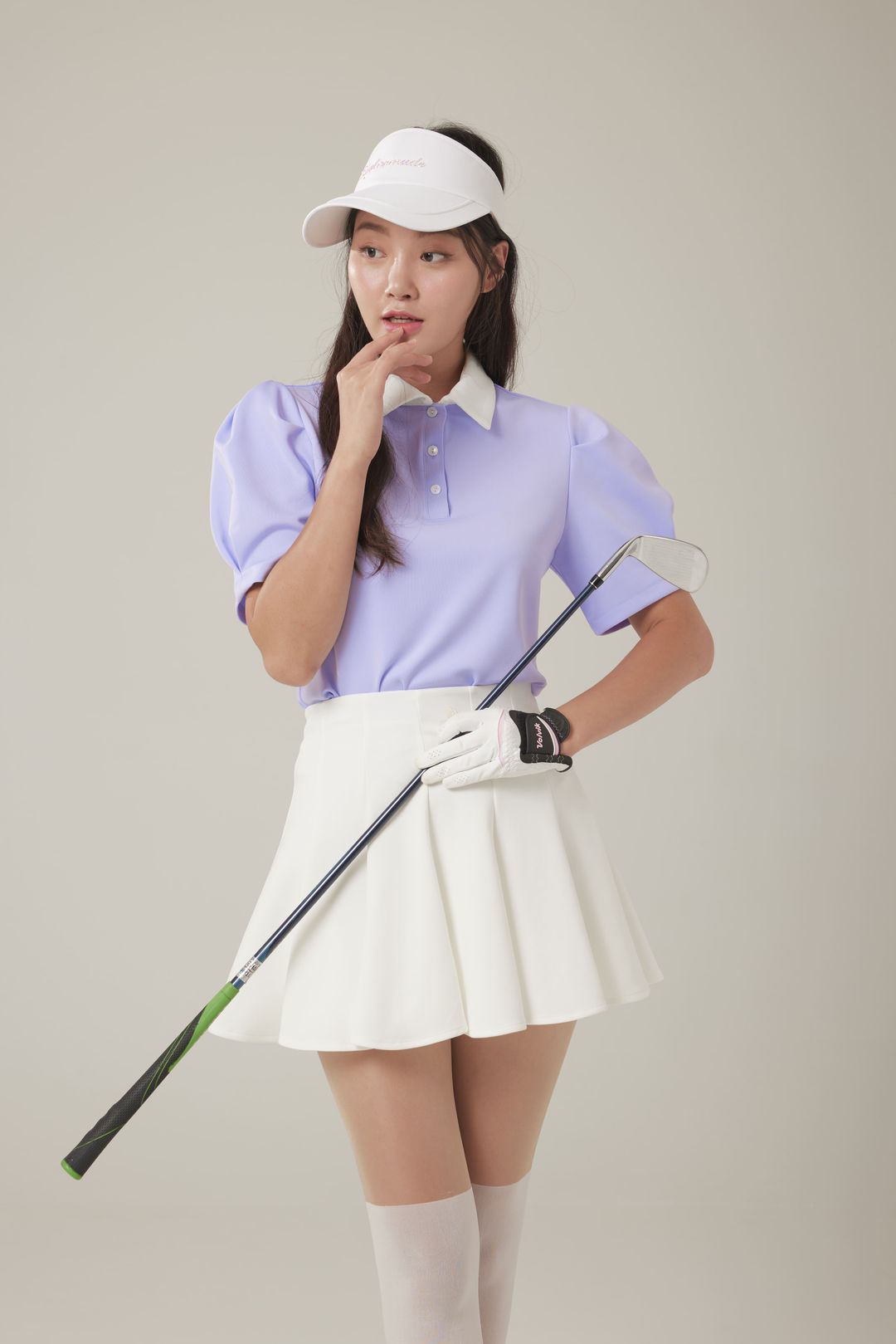 바이올렛러블리 카라배색 퍼프소매 골프반팔티 골프카라티 테니스반팔티 센스바운스