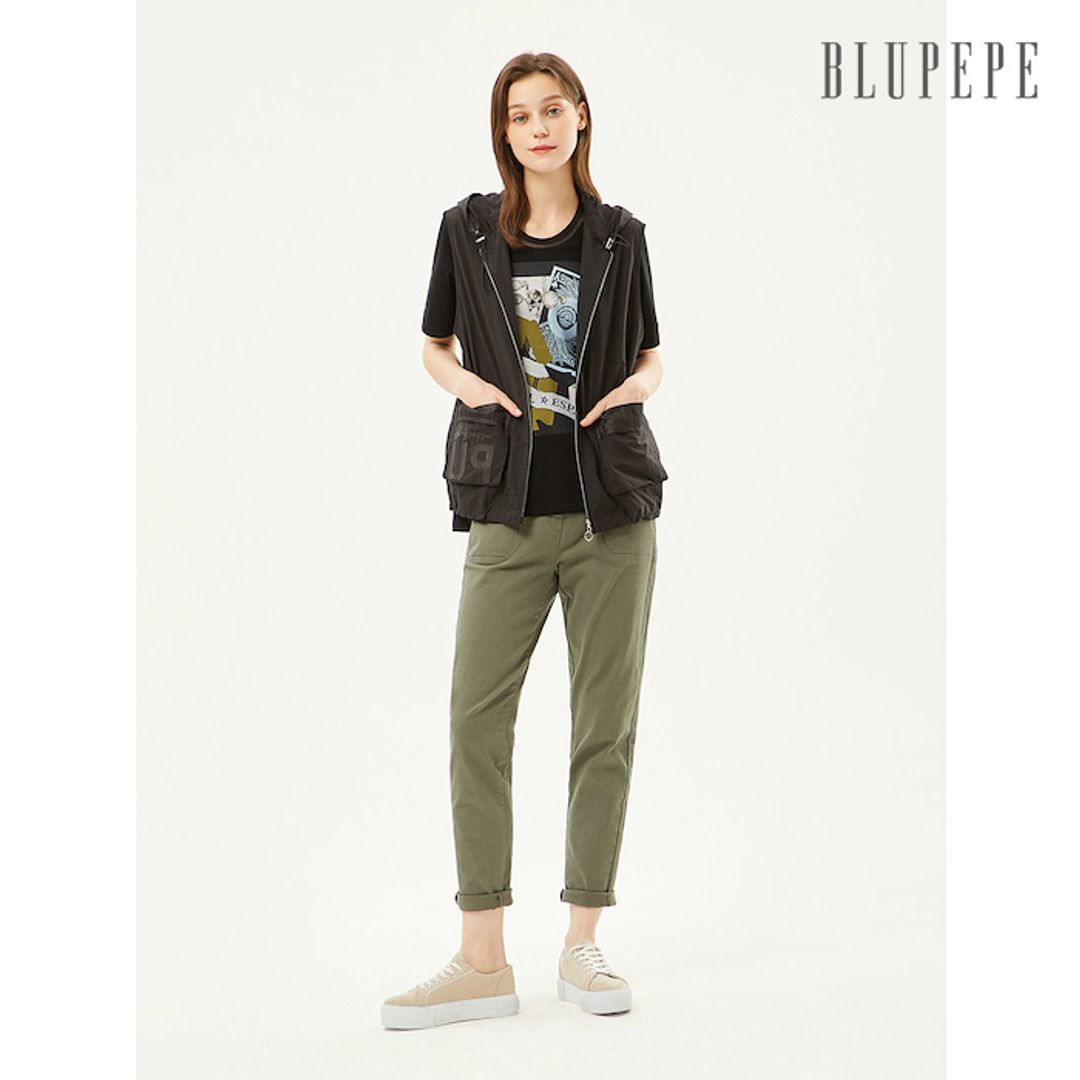 포스티 블루페페 친즈 후드 베스트 Bkp223msb701
