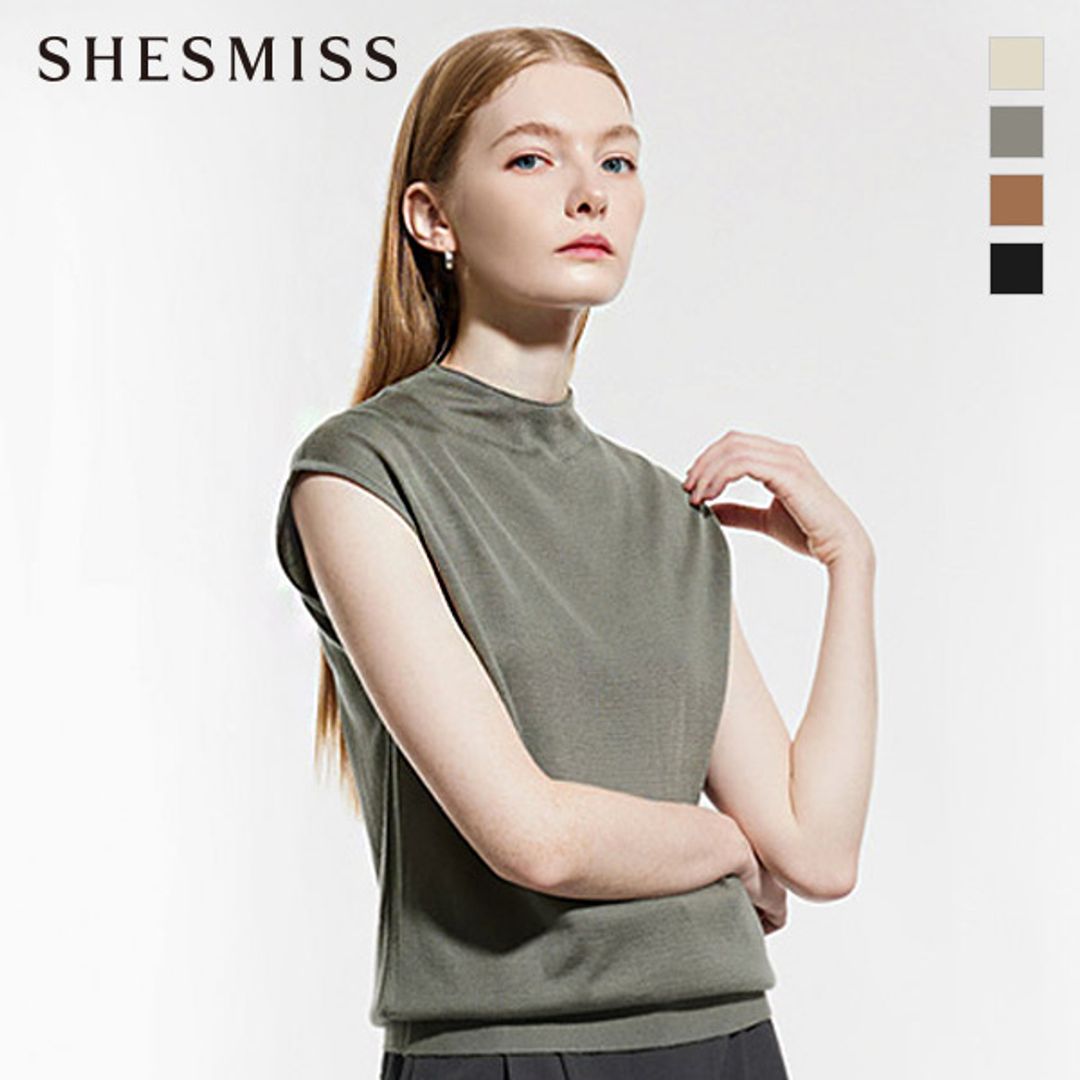 포스티 22fw 울 블랜딩 모크넥 슬리브리스swkpom32070