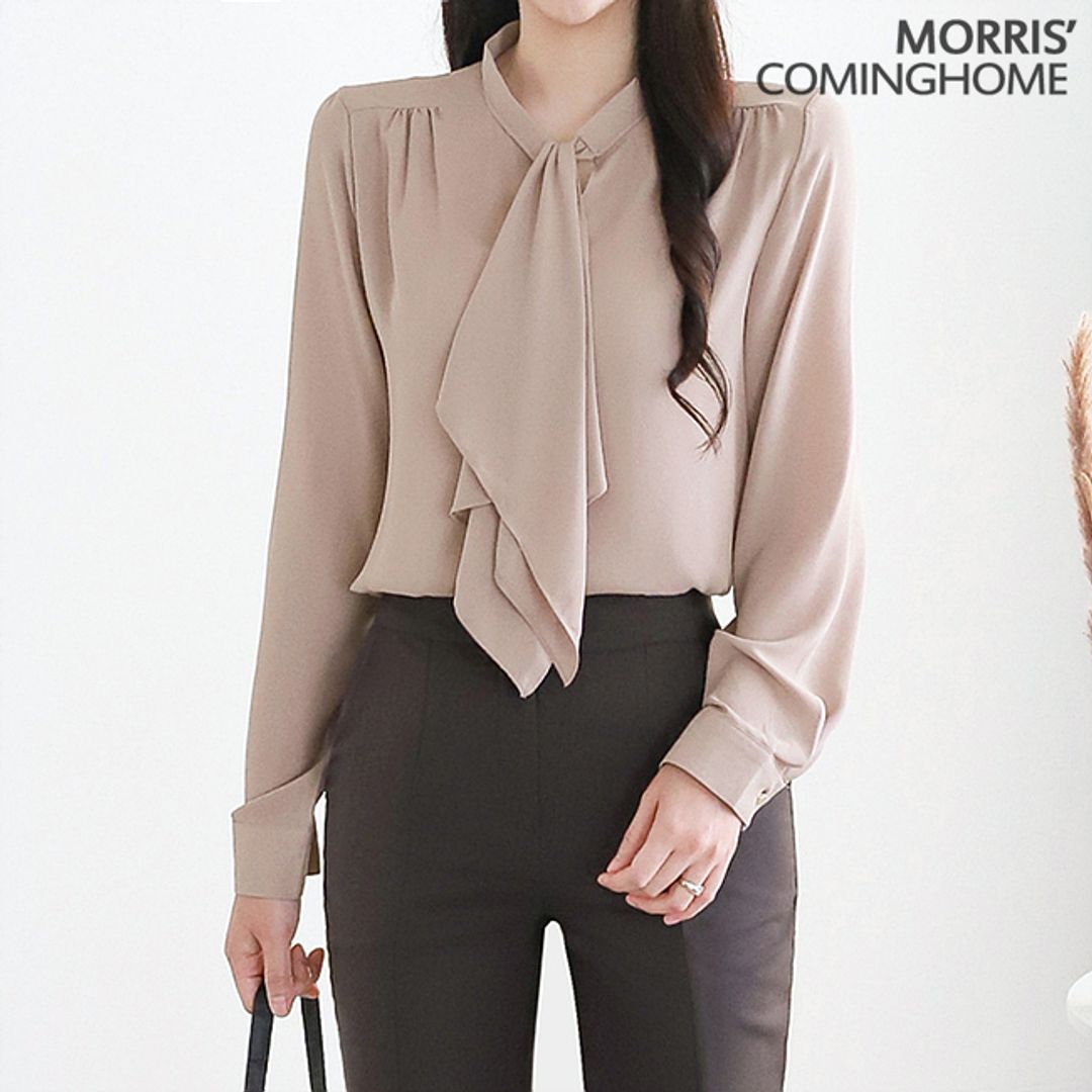 포스티 스카프넥 셔링 주름 블라우스m2209bl230c