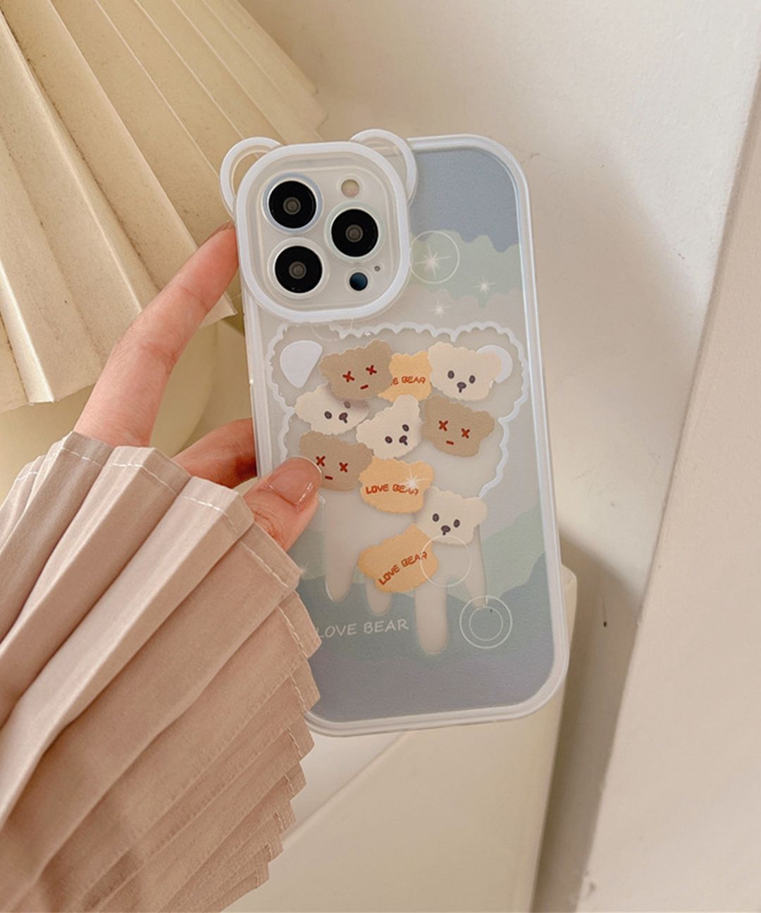 아이폰 블루 아이스크림 곰돌이 투명 실리콘 젤리 풀커버 귀여운 유니크 하이틴 우정 커플 키치 힙 핸드폰 휴대폰 애플 폰 케이스