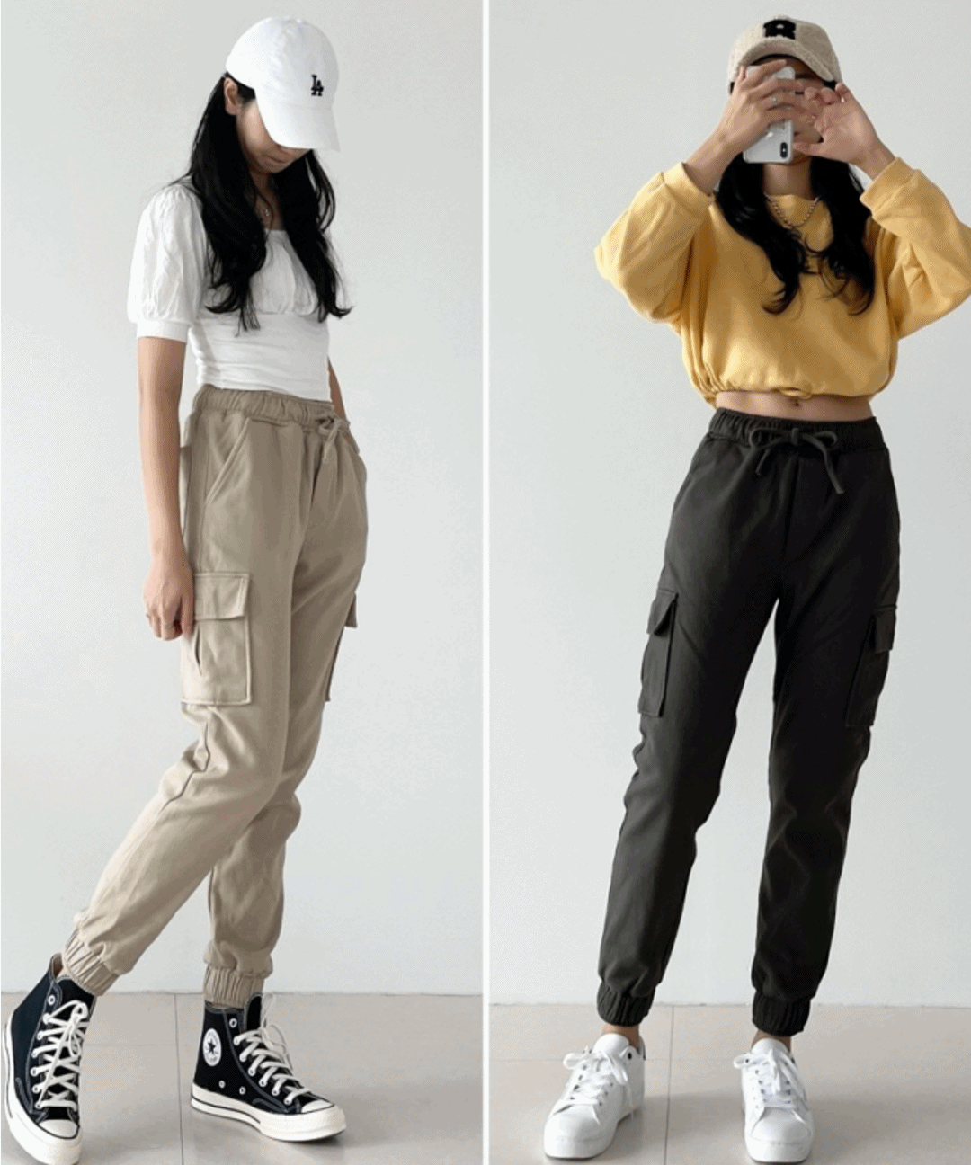 여성조커팬츠 여자조거팬츠 키작녀 카고 커플 밴딩 스판 봄 가을 편한 바지