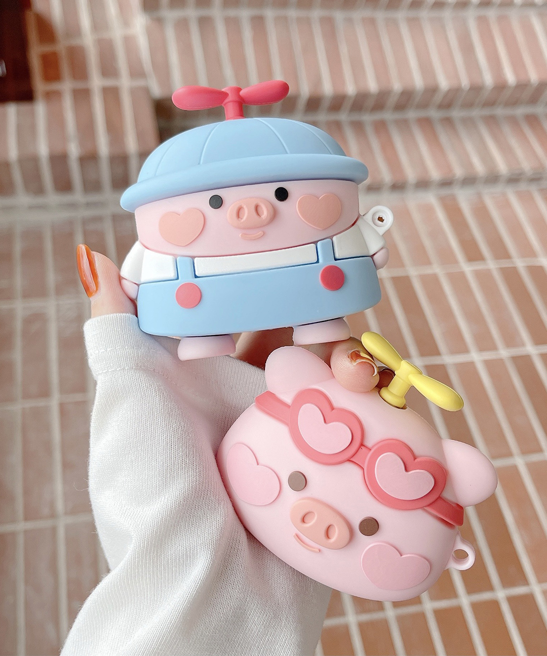 핑크리어카 에어팟 헬리콥터 프로펠러 돼지 꿀꿀이 특이한 유니크 키치 하이틴 귀여운 남자 친구 생일 선물 커플 우정 커플템 우정템 이어폰 애플 케이스 에어팟케이스 1세대 2세대 프로