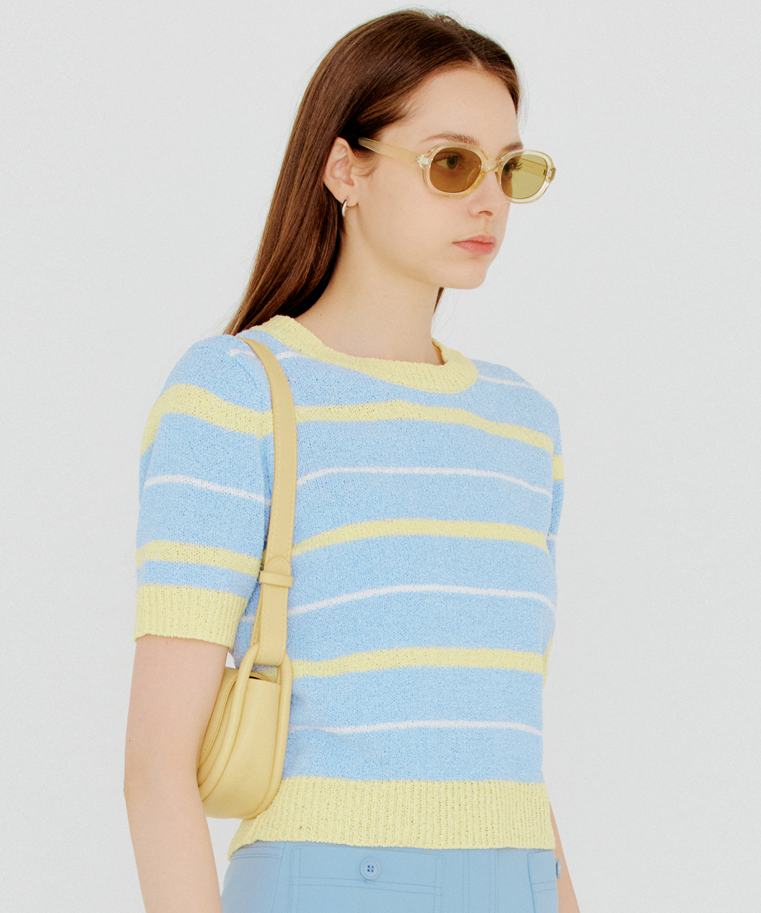 블루 리사 스트라이프 니트 탑 / BLUE LISA STRIPE KNIT TOP