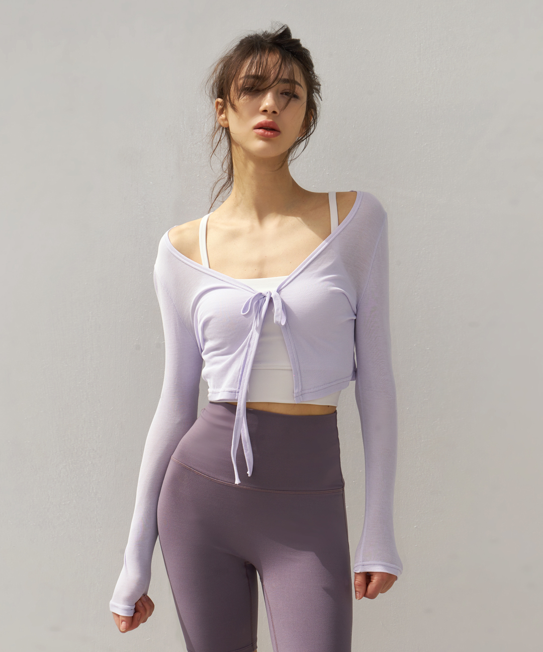 데비웨어 리본 크롭 가디건 DEVI-T0063 여성 요가복 필라테스