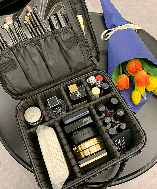 파티션화장품파우치 메이크업가방 화장품가방 메이크업파우치 하드케이스파우치 대용량파우치 수납파우치 파티션파우치 섹션파우치 손잡이파우치