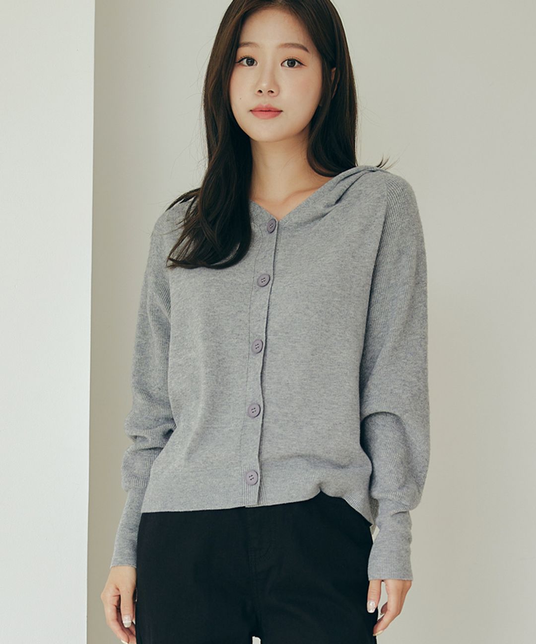 포스티 시보리 단추 앙고라 후드 니트pdfkn033m