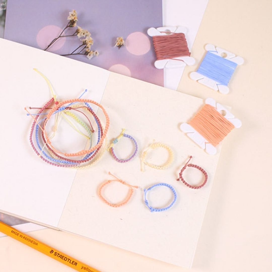5color 실반지 실팔찌 만들기 세트 Diy 키트 6종 실 소원 매듭 마크라메 커플 우정 팔찌 반지 재료