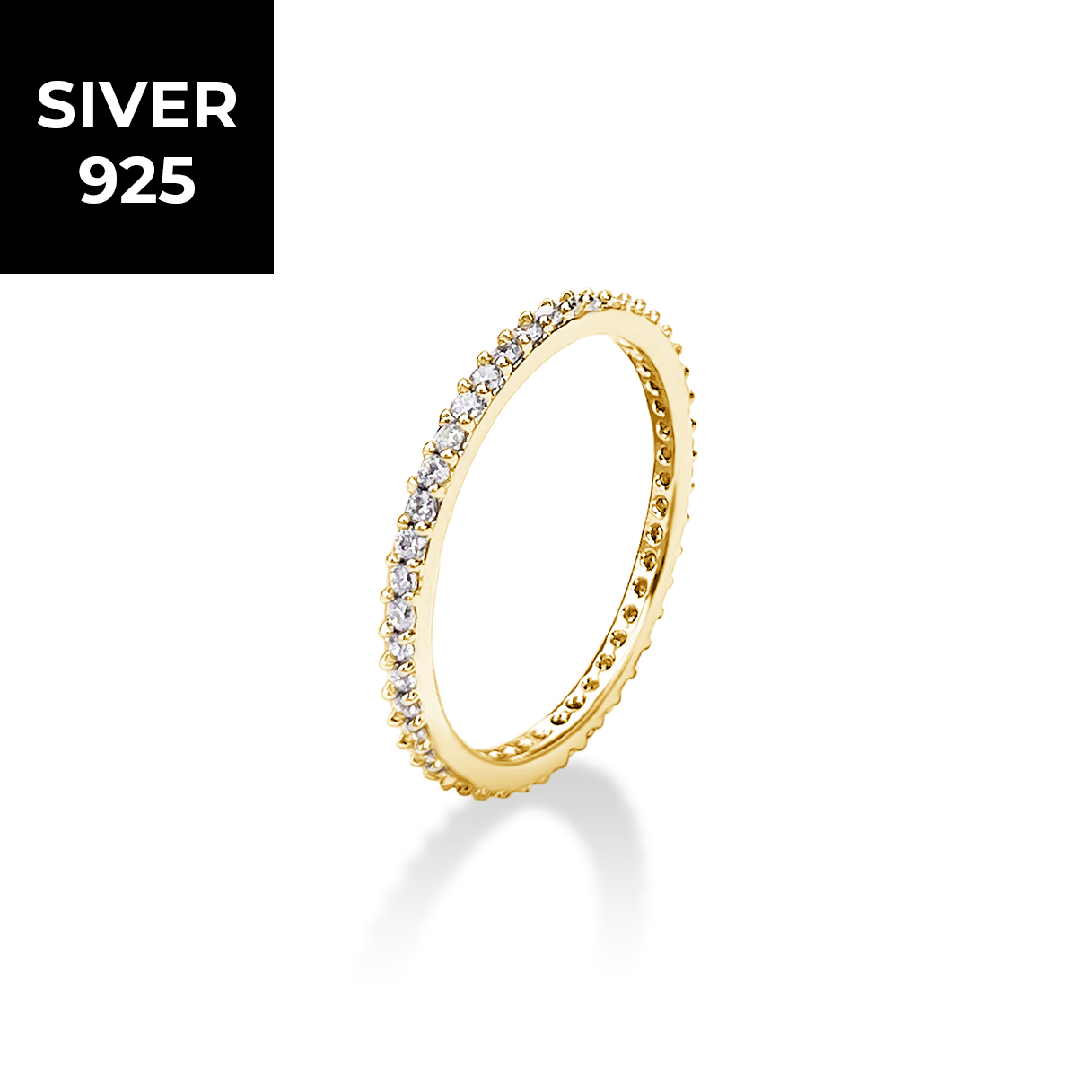 마씨에르 [S925] 1MM 프롱세팅 테니스 반지 (골드)