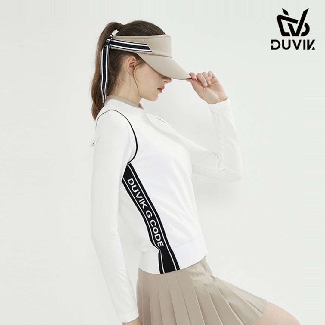 포스티 듀빅 여성 배색 포인트 라운드 니트 조끼 Dc3wsv001wh