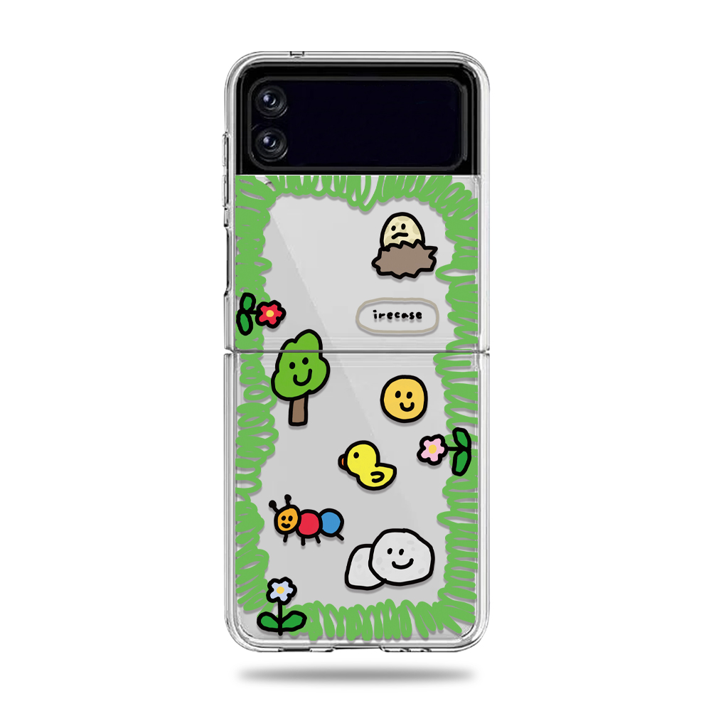 이레케이스앤굿즈 포근포레스트 갤럭시 Z플립5 플립4 플립3 플립2 플립1 지플립 제트플립 케이스 폰케이스 클리어 투명 하드케이스 핸드폰 휴대폰 케이스 전기종