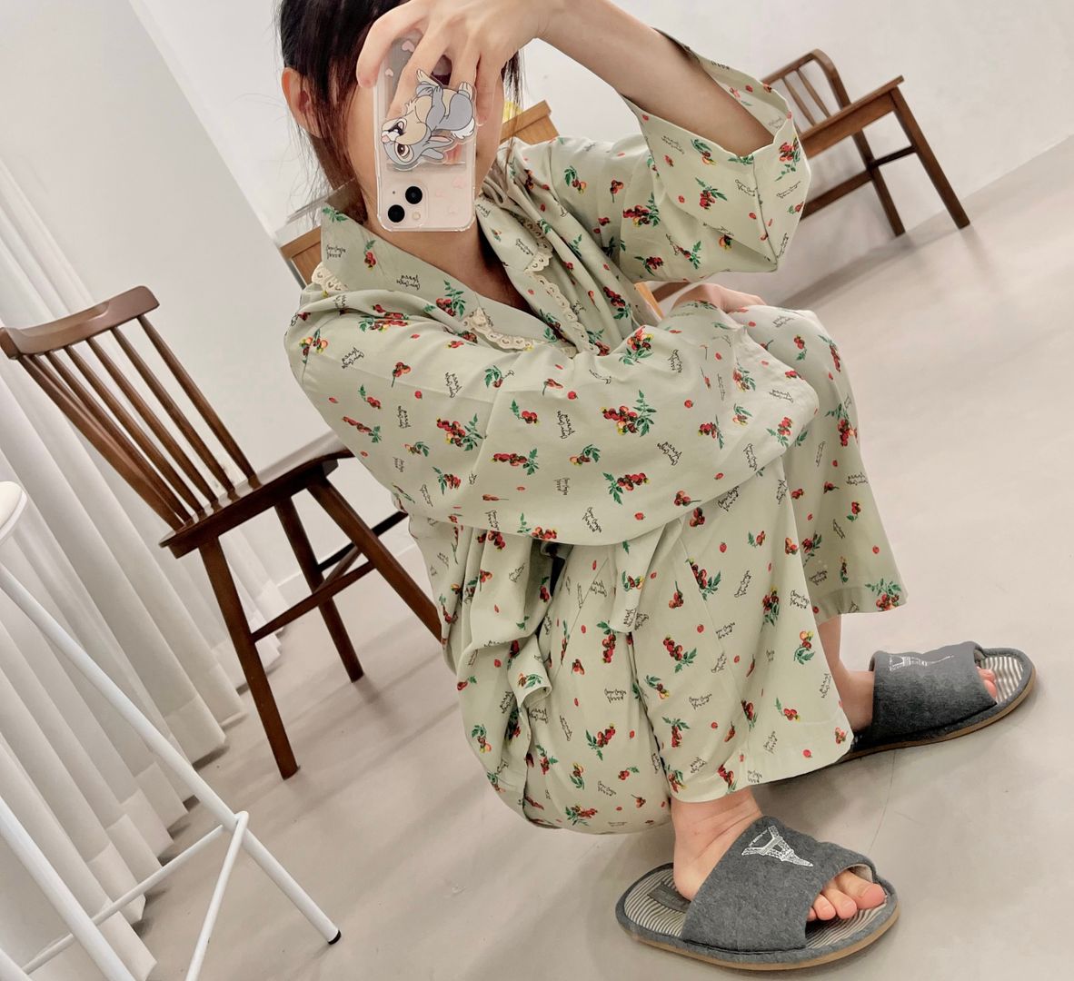 울랄라 앤의열매 애쉬그린 순면 파자마 잠옷 상하세트