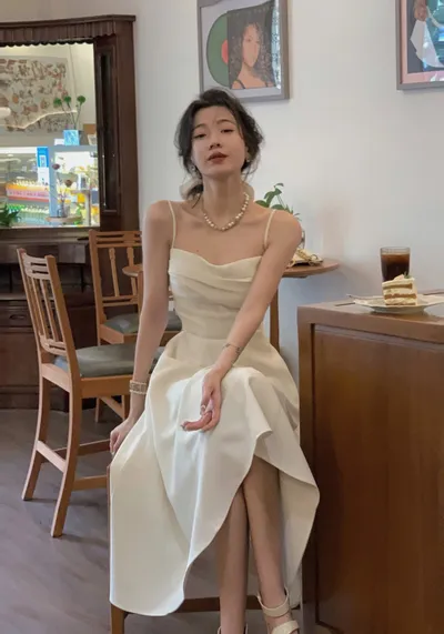 르뚜앙 당일출고 체미츠 하객룩 하객원피스 브라이덜샤워 자켓 원피스 화이트 봄 가을 결혼식 피로연 스퀘어넥 나시 롱원피스 르뚜앙