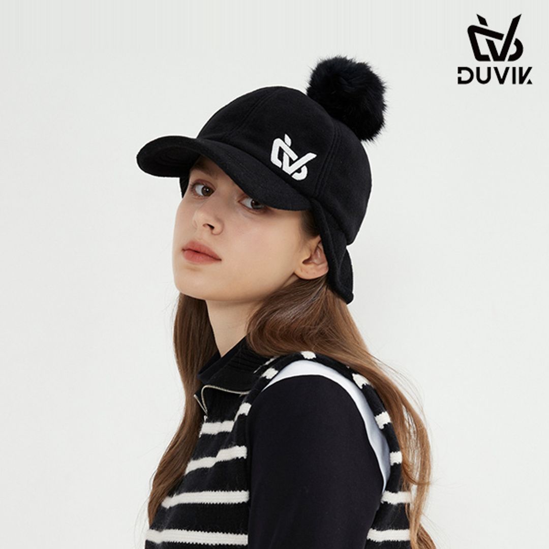 포스티 듀빅 여성 플리스 방울 귀달이 골프모자 Dc4wap003bk