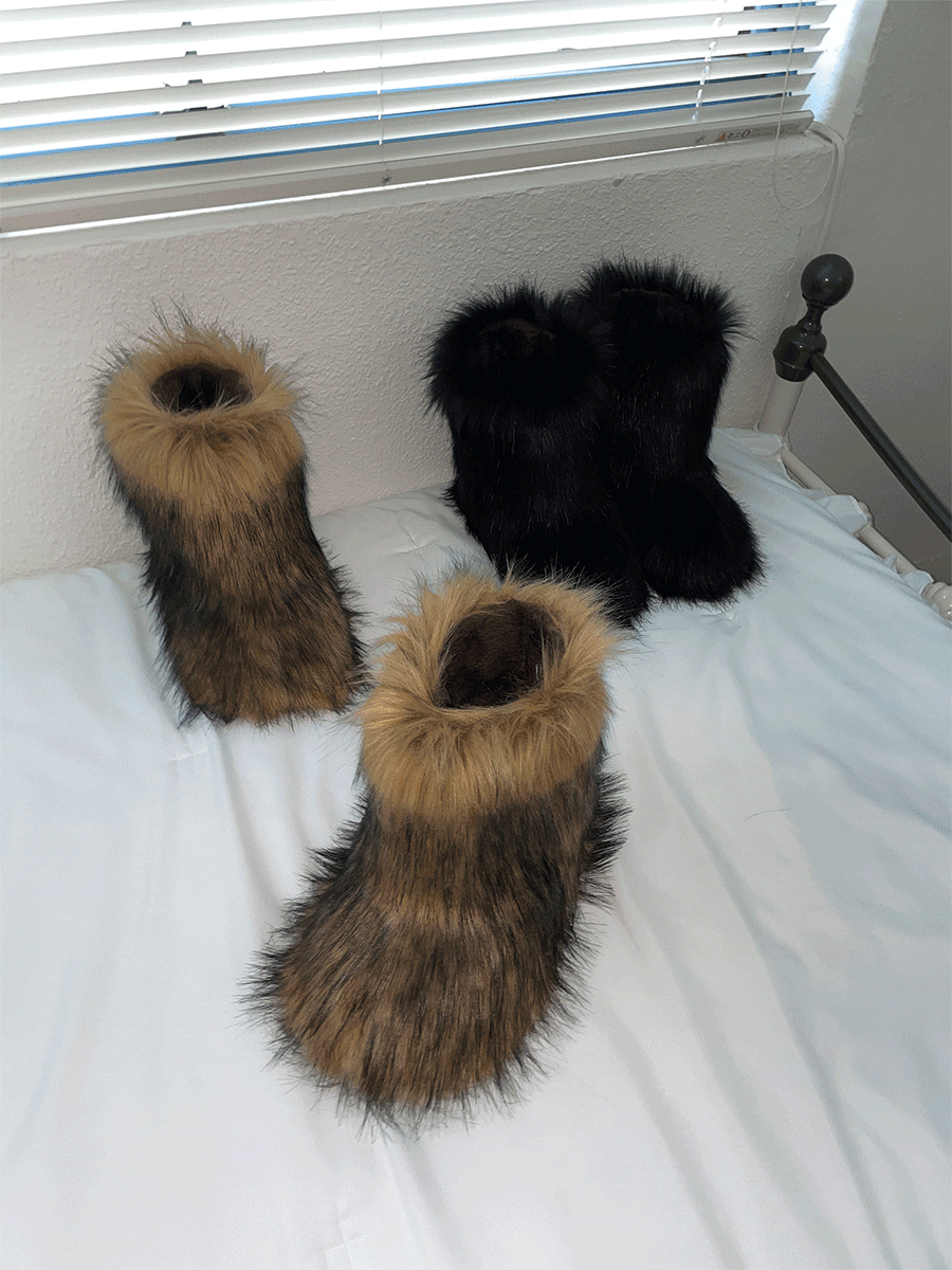 사토미라디오 Eco fur boots