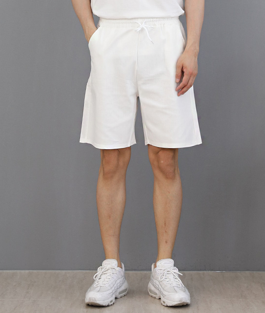 으니샵 화이트 당일발송 남여린넨반바지 데일리 여름 가을바지 밴딩바지 기본 여름반바지 시원한 캐주얼반바지 남성반바지 여성반바지 여자반바지 린넨바지 린넨반바지 남자반바지