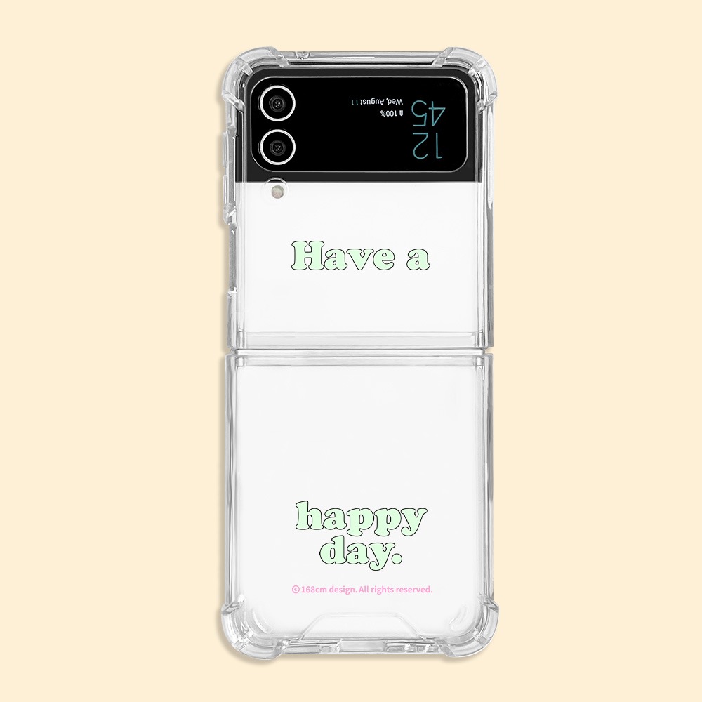 168cm케이스 슈퍼 Z플립 해피데이 그린 삼성 갤럭시 Z플립5 Z플립4 Z플립3 Z플립6 케이스 심플 커플 투명 범퍼 핸드 폰케이스 우정템 남자 여자 친구 생일 선물
