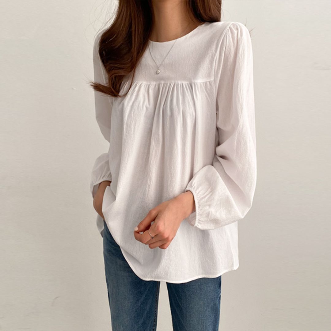 포스티 네츄럴 셔링 블라우스 49165