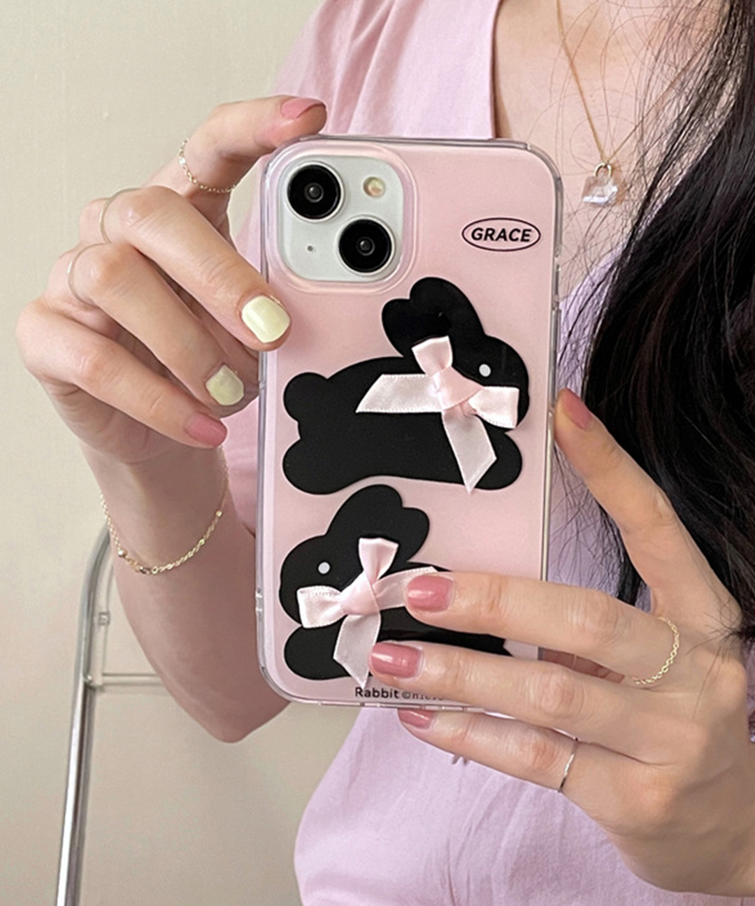 핑크리어카 귀여운 아이폰 블랙 핑크 토끼 리본 젤하드 유니크 키치 특이한 핸드폰 휴대폰 애플 폰 우정 생일 선물 친구 선물 케이스 아이폰케이스 11 12 프로 13 14