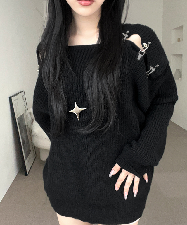 슈앤샵 🖤당일출고몸매커버🖤니트 루즈 박시 아방핏 오프숄더 긴팔 미니미디 원피스 롱 가을겨울 키작녀 키큰녀 힙한 하의실종 박스티 빅사이즈 파티 팔뚝커버 Y2k상의 옷