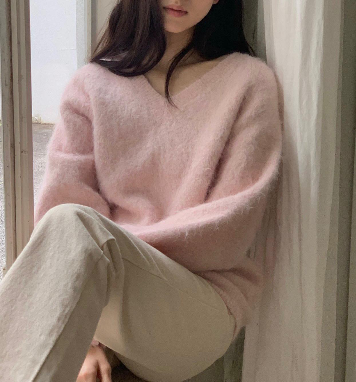 jinsim 진심 줄리아 스웨터 알파카 긴팔 브이넥 니트 (2col)