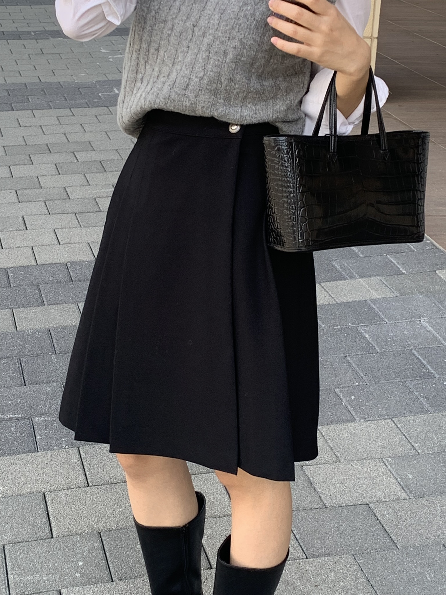 유디나 인생핏고급진 플리츠미디스커트 랩스커트 가을미디스커트 미디주름스커트 플리츠스커트 아코디언치마 도톰한 겨울플리츠스커트