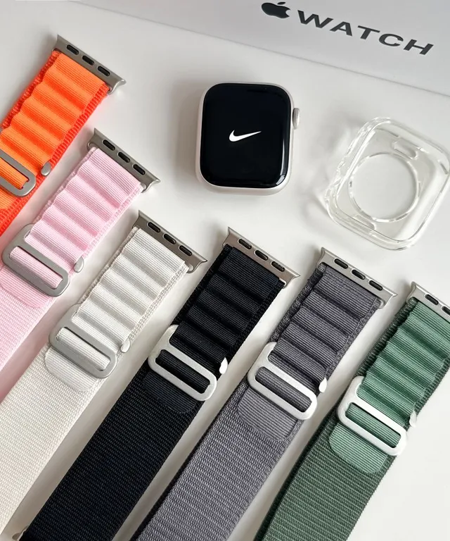 링고룸 필름증정🚀익일도착 애플워치 스트랩 알파인루프 메탈 스트랩 케이스 밀레니즈 루프 가죽 밴드 스포츠 스타라이트 커플 생일 선물 여름 악세사리 9 8 7 4 3 Se 2