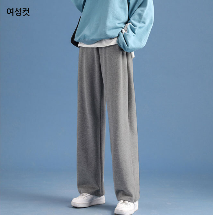 으니샵 [5사이즈] 기모통일자츄리닝바지 남여공용 기모바지 기모츄리닝바지 통일자 통바지 와이드팬츠 남성기모바지 남자기모바지 츄리닝