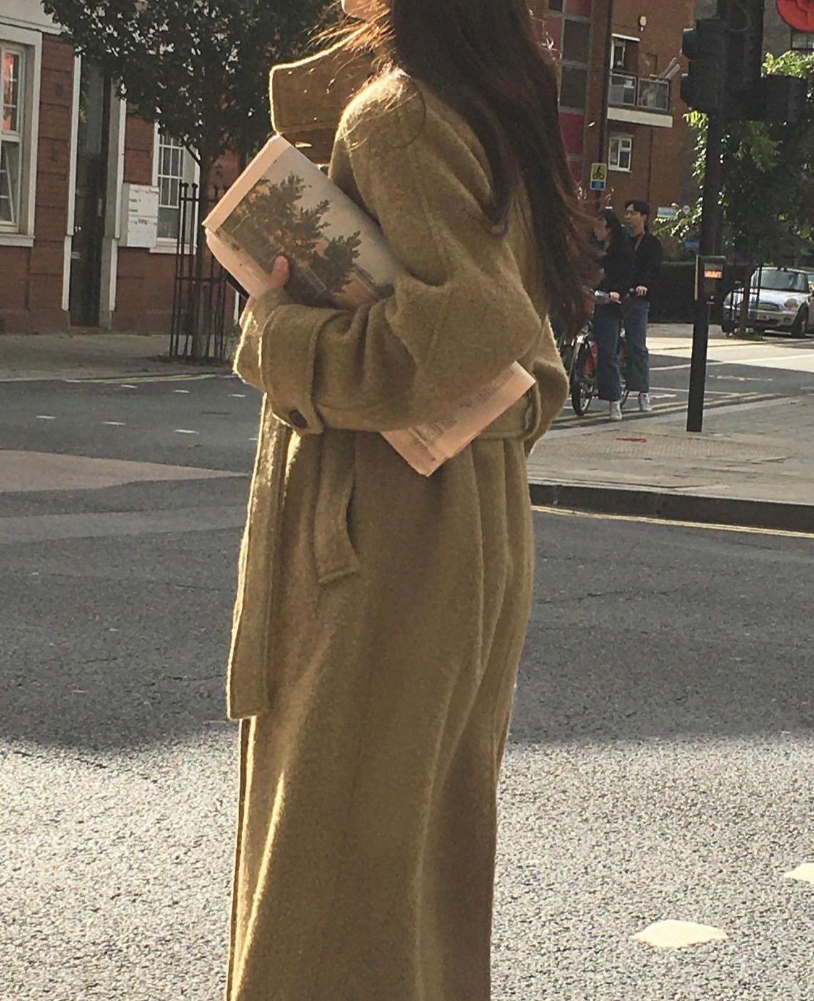 나우어데이즈 objet 오브제 노멀 부클 코트 울 하이넥 스트랩 더블 롱 ct (2col)