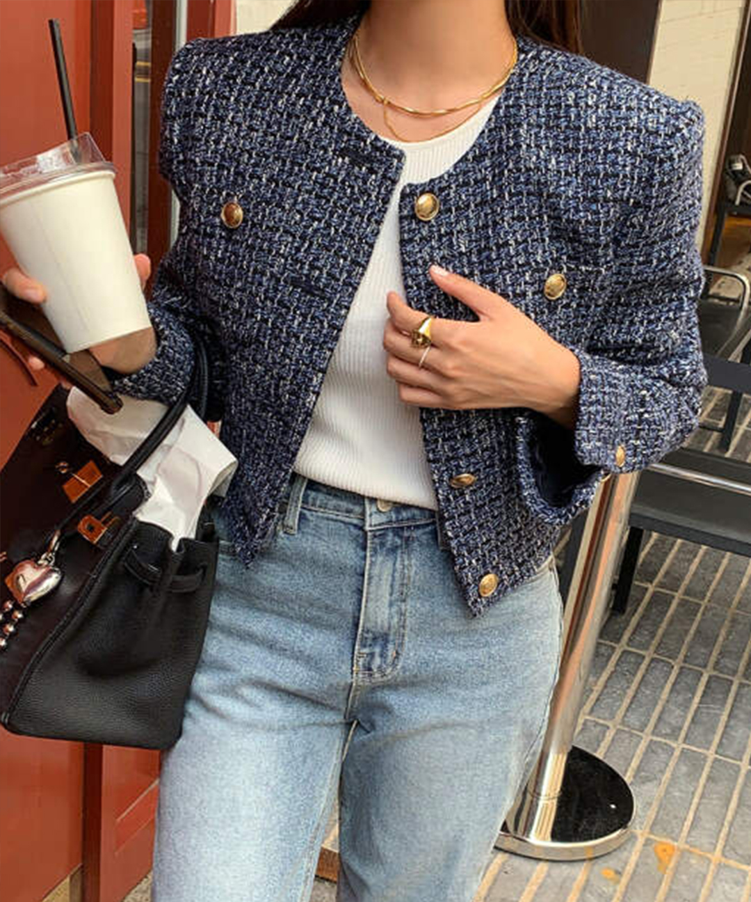 무료배송 라운드자켓 빅사이즈트위드 트위드크롭자켓 노카라크롭트위드자켓 노카라자켓 오피스룩 트위드자켓 트위드자켓긴팔 트위드자켓크롭빅사이즈자켓 여성빅사이즈자켓 빅사이즈트위드자켓