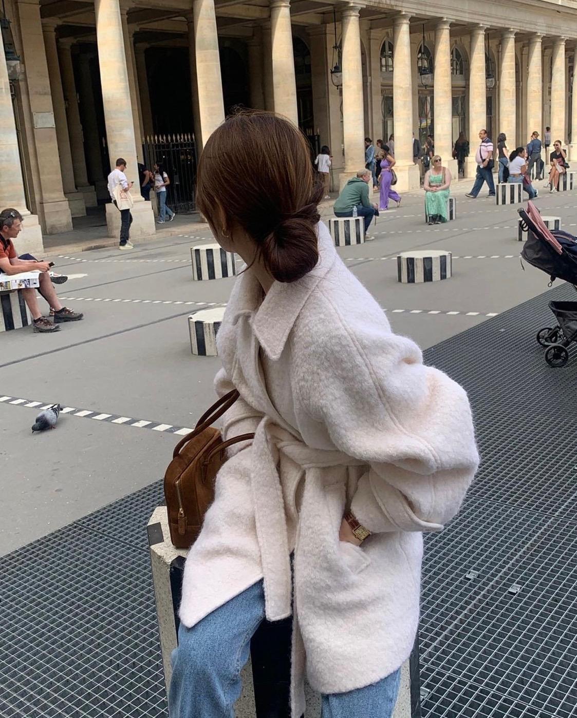 Brush 브러쉬 마르소 부클 코트 알파카 울 카라 스트랩 싱글 롱 ct (2col)