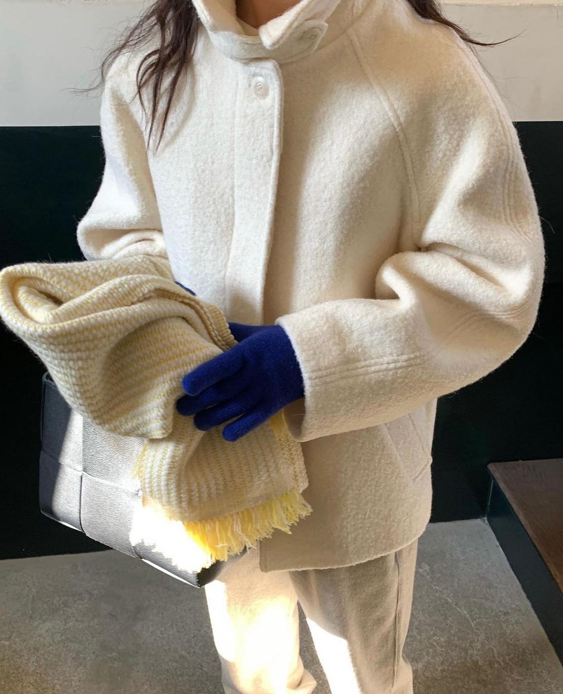 나우어데이즈 BR 스노우 하프 코트 울 카라 하이넥 부클 싱글 오버핏 ct (2col)