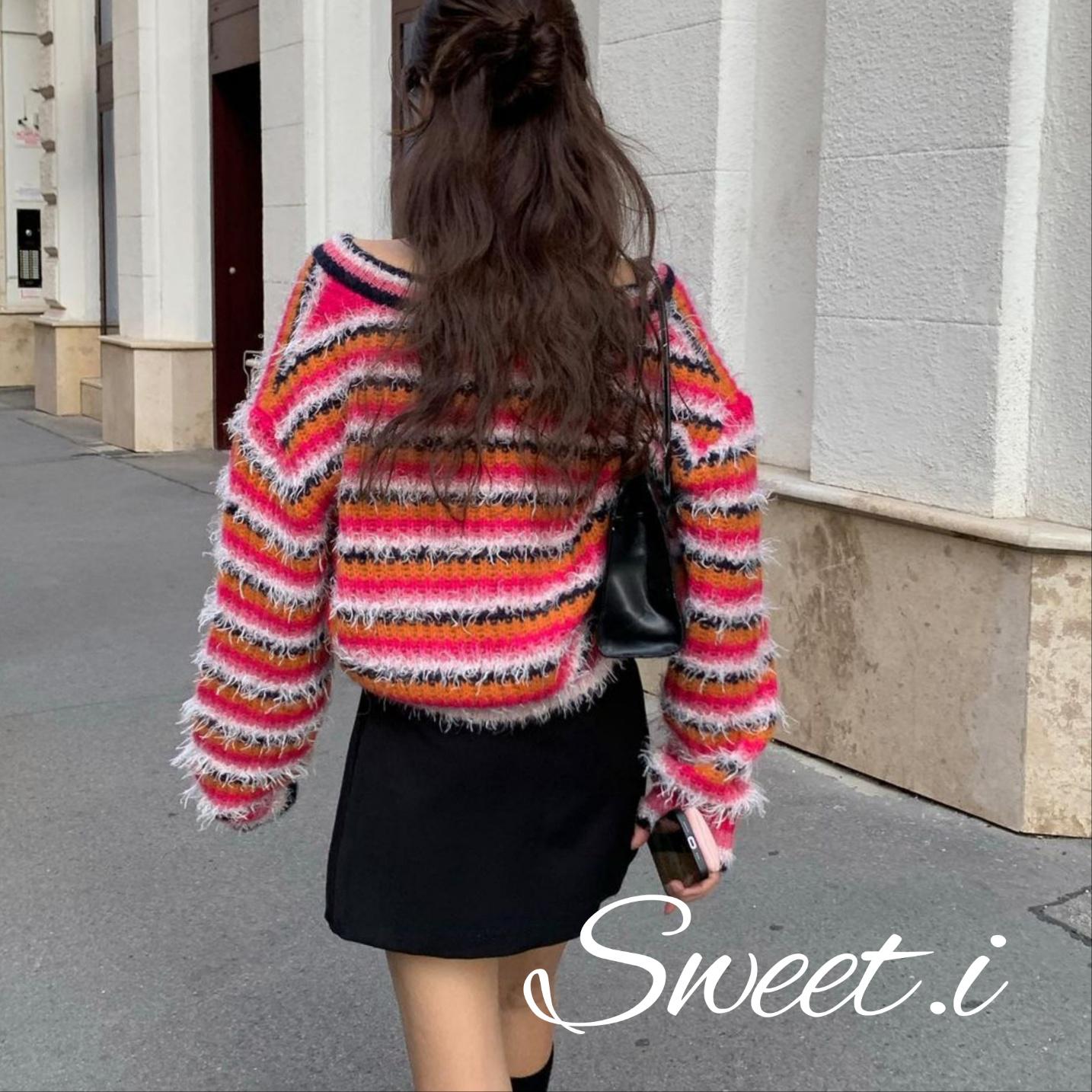 스윗아이 포스터 크런키 브이넥 니트 스트라이프 2col 크리스마스 poster