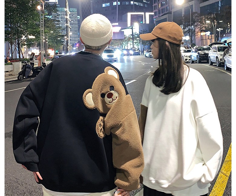 제너럴셀러 커플 후드티 빅사이즈 오버핏 커플맨투맨 패밀리룩 곰돌이 귀여운 커플템 맘 신혼여행 모녀커플룩 양털 기모 덤블맨투맨