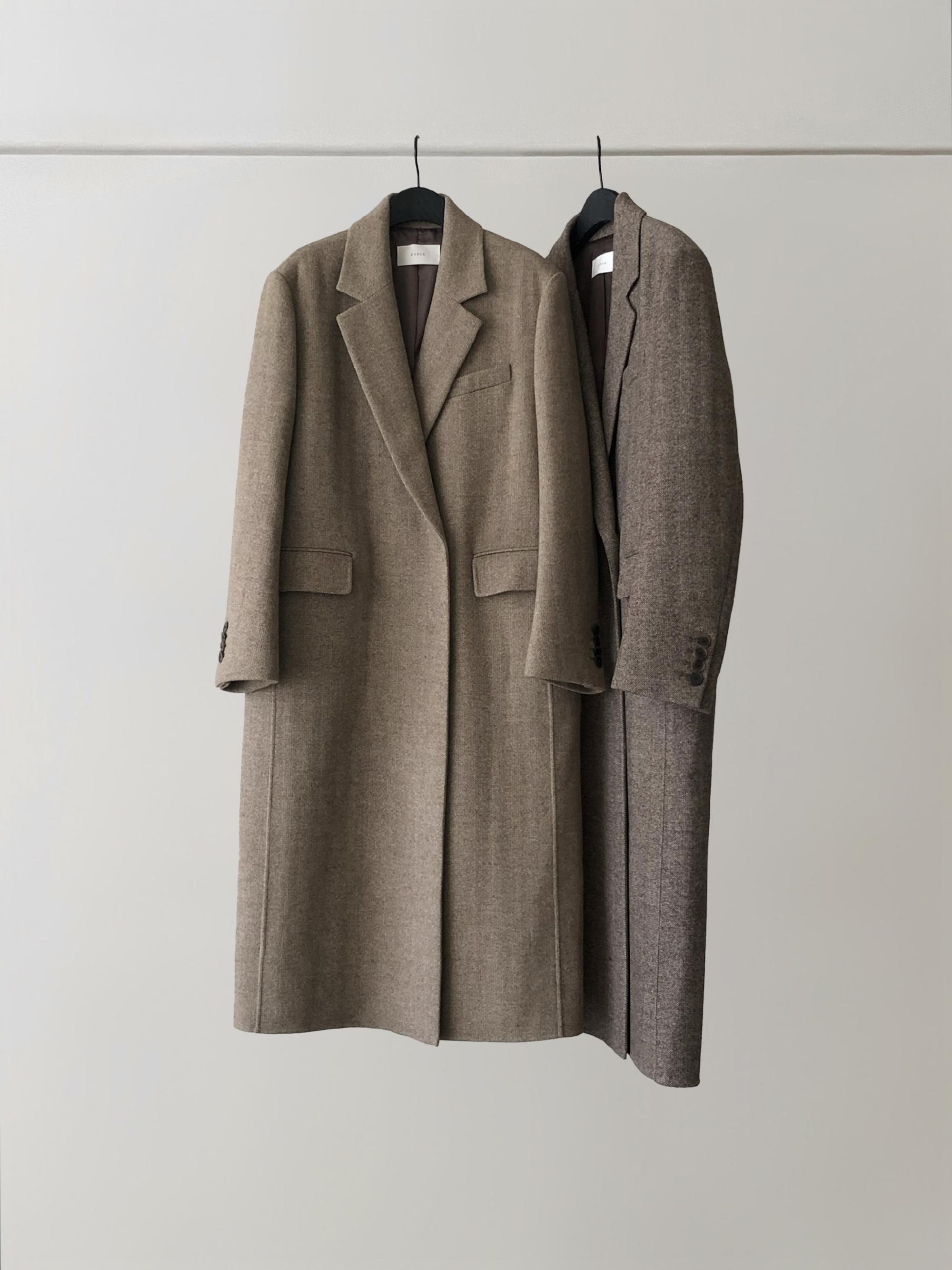 나우어데이즈 [SALE] 베 당일 / OUNCE 온스 헤링본 핸드메이드 코트 울 카라 롱 ct (2col)