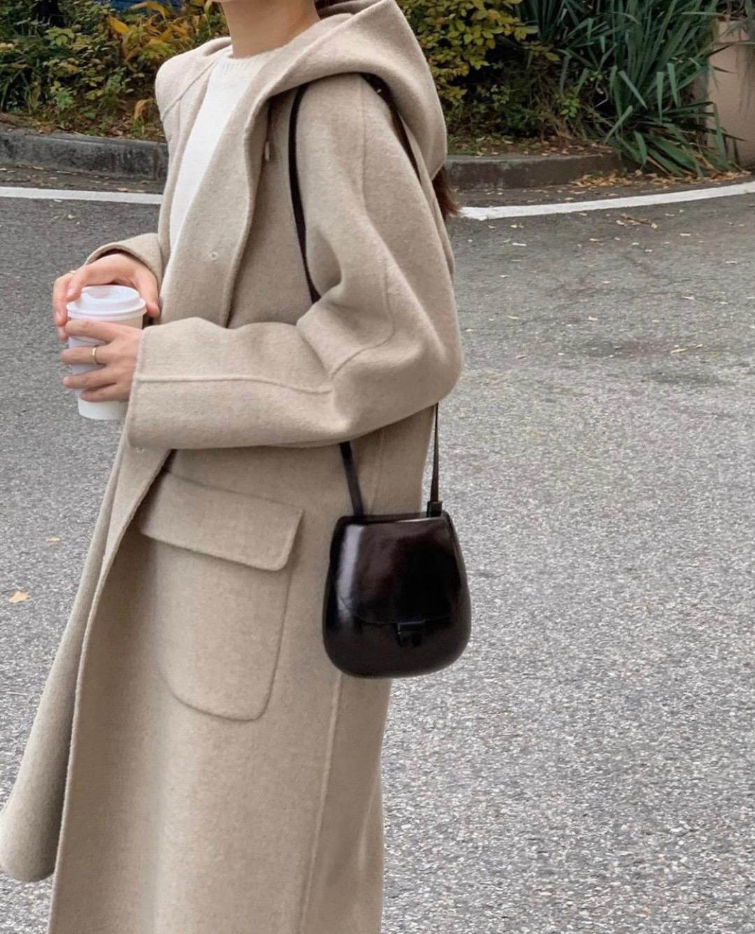 나우어데이즈 monique 모니크 핸드메이드 히든 후드 코트 울 싱글 롱 ct (2col)