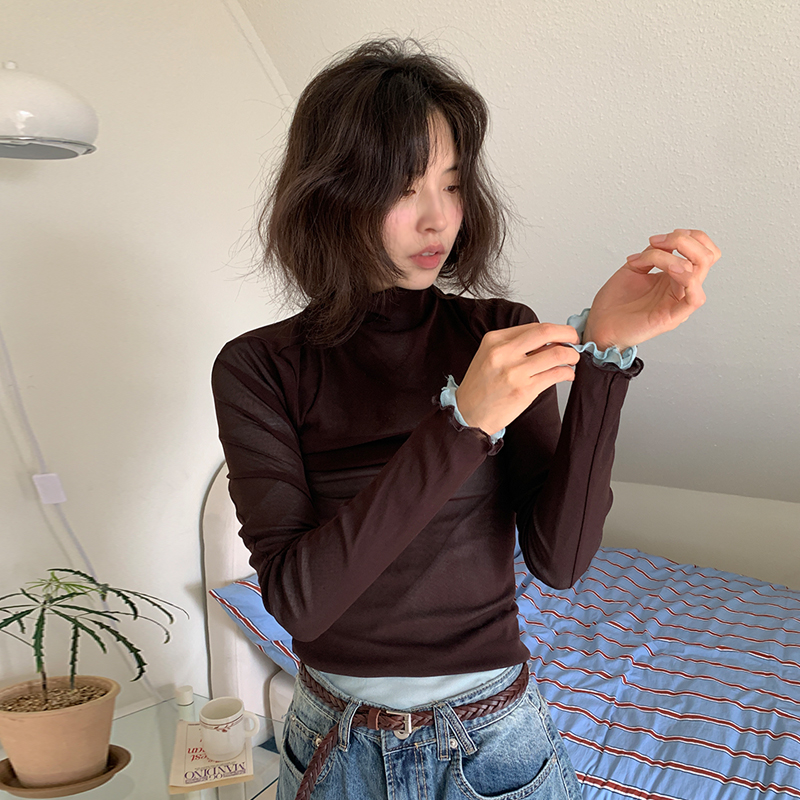 프롬비기닝 트루 프릴시스루슬림티 10color기본티 긴팔 긴팔기본티 긴팔이너티 긴팔티 긴팔티셔츠 레이어드티 목폴라티 반목 반폴라 이너 이너티 티셔츠 폴라티 레이어드