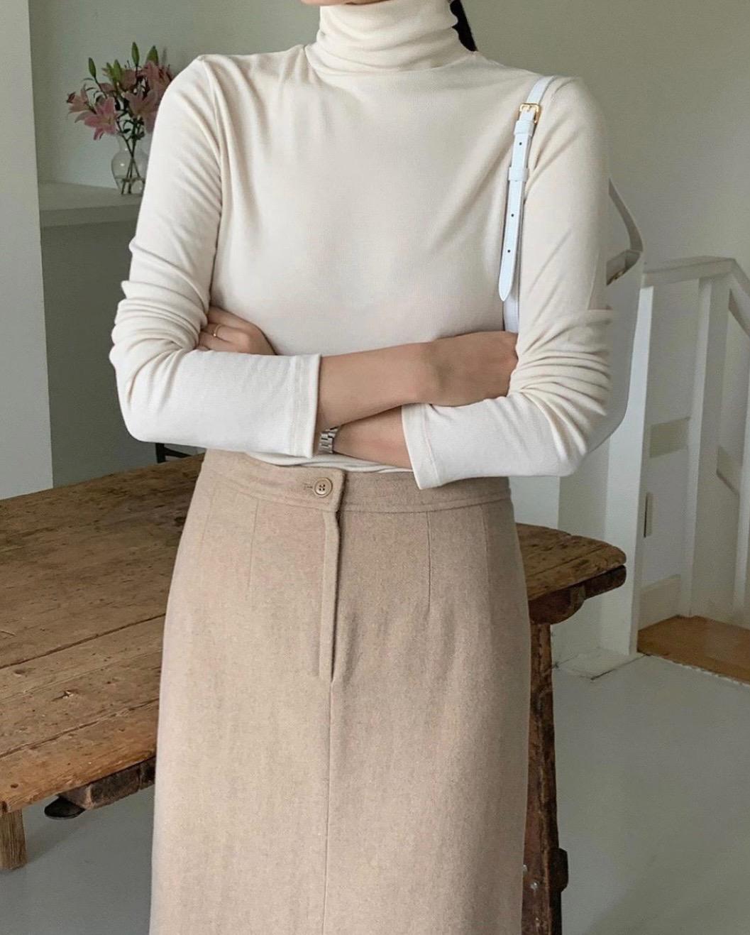 monique 모니크 기모 폴라 티셔츠 긴팔 터틀넥 이너 t (4col)