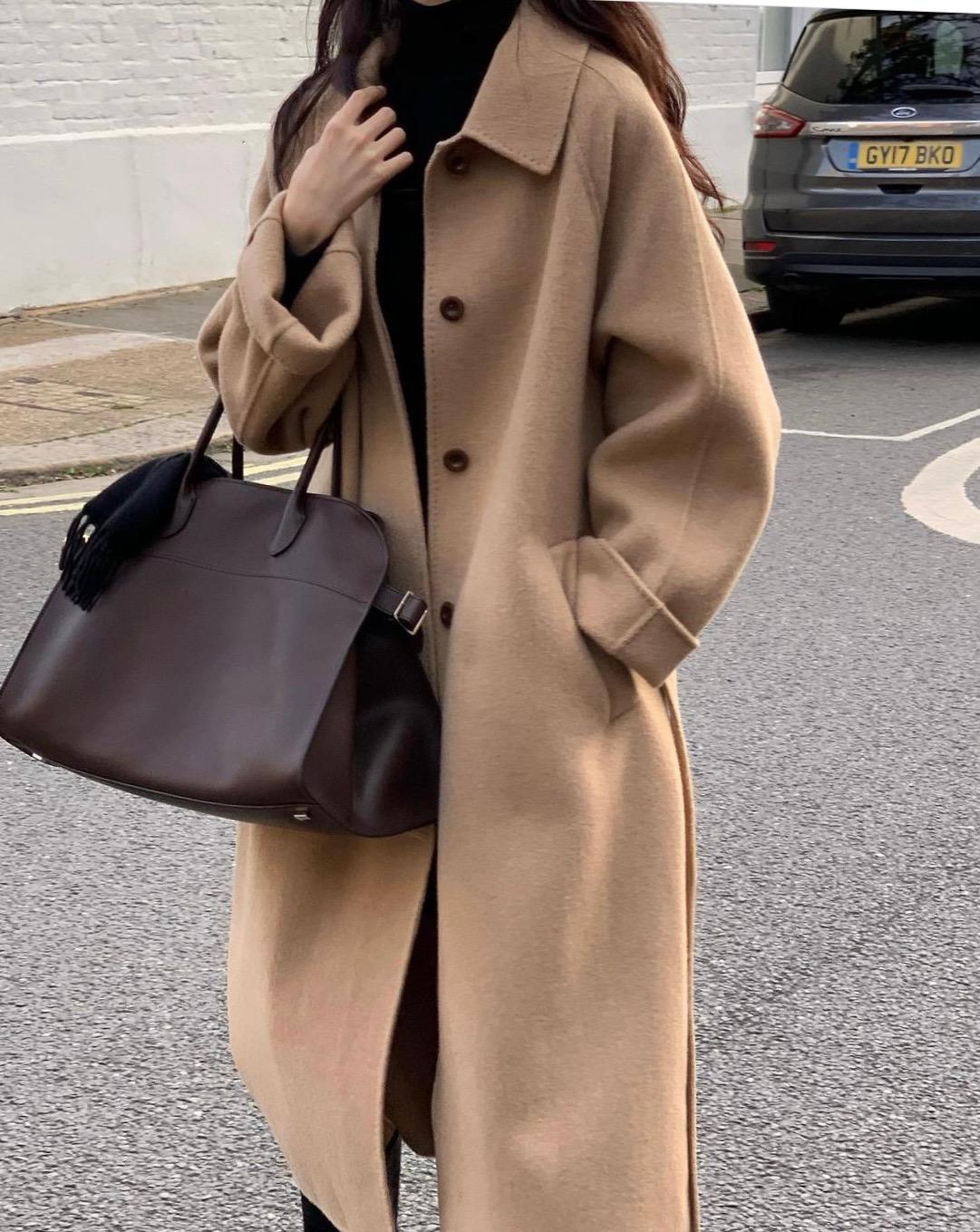 jinsim 진심 카놀리 코트 핸드메이드 울 카라 스티치 싱글 롱 ct (2col)