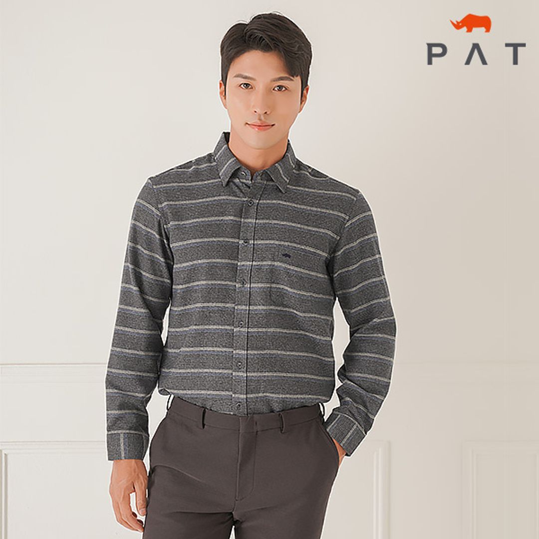 포스티 겨울최종가 Pat 남성 베이직카라 가로 스트라이프 셔츠1f71510