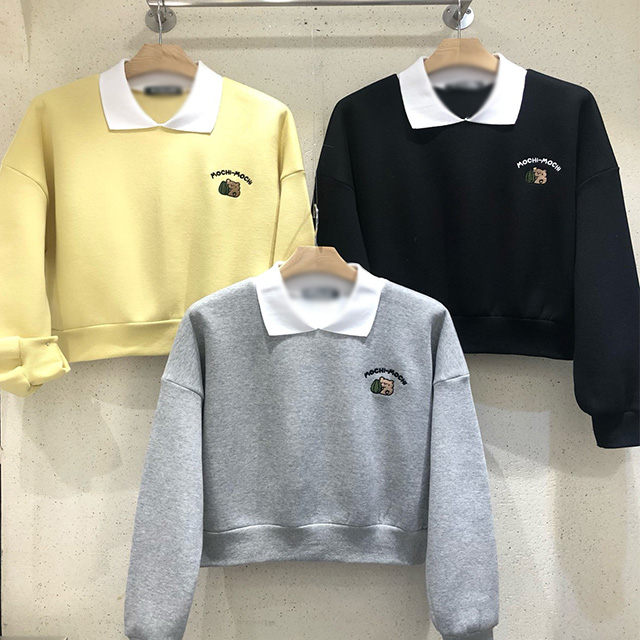 으니샵 3컬러 기모모찌햄스터크롭카라맨투맨 여성기모맨투맨 여성카라맨투맨 기모맨투맨 기모크롭맨투맨 크롭기모맨투맨 중고등학생 기모안감 햄스터 카라기모맨투맨 데일리 캐주얼 반크롭