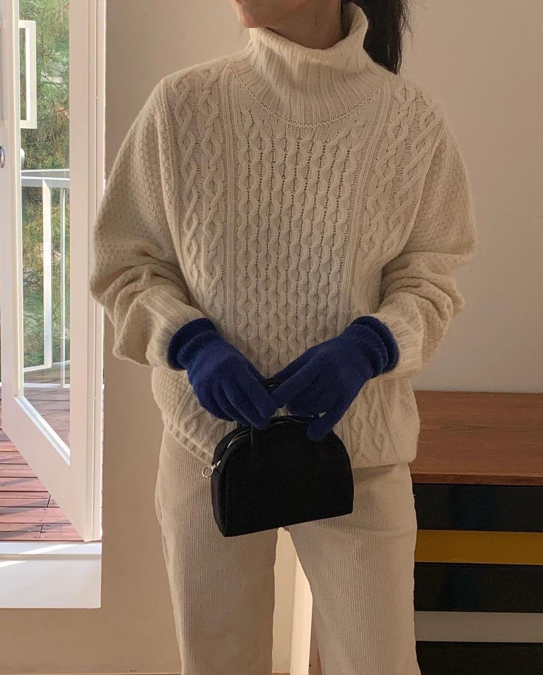 BR 홀가 케이블 니트 캐시미어 울 터틀넥 긴팔 꽈배기 폴라 nt (4col)