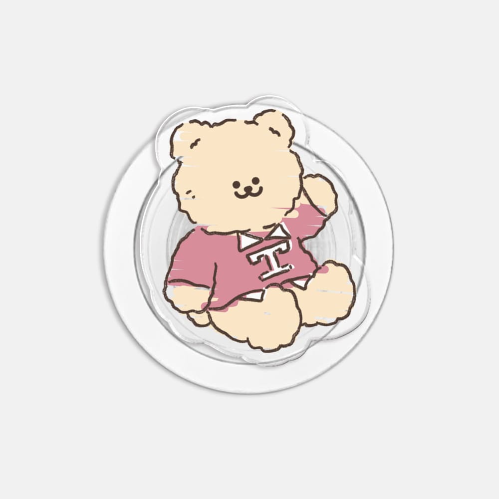 강한자력🔘맥세이프톡 곰찌 스케치 핑크 아이폰 마그네틱 자석 스마트 아크릴 플라톡 핸드폰그립 톡홀더 제작 커플 투명 휴대폰 거치대 우정템 남자 친구 생일 선물