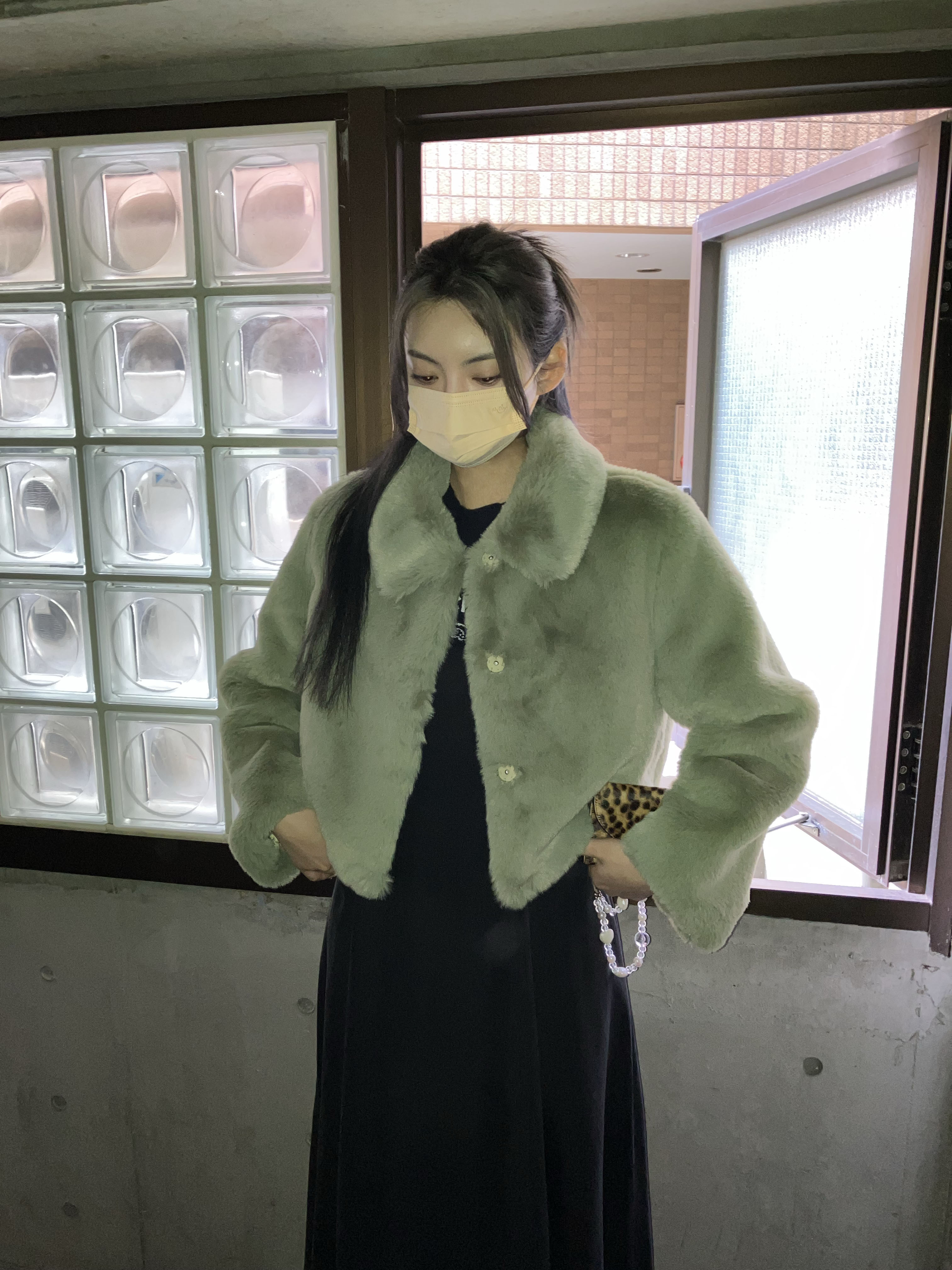 루루서울 Pudding Fur Jacket (Matcha Green)