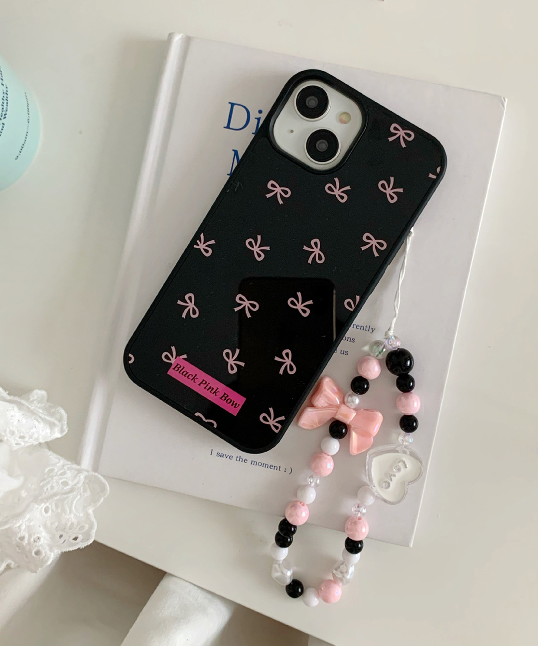 핑크리어카 귀여운 아이폰 블랙 핑크 리본 젤리 실리콘 스트랩 핸드폰줄 휴대폰줄 유니크 키치 핸드폰 휴대폰 애플 폰 우정 친구 선물 케이스 아이폰케이스 11 12 프로 13