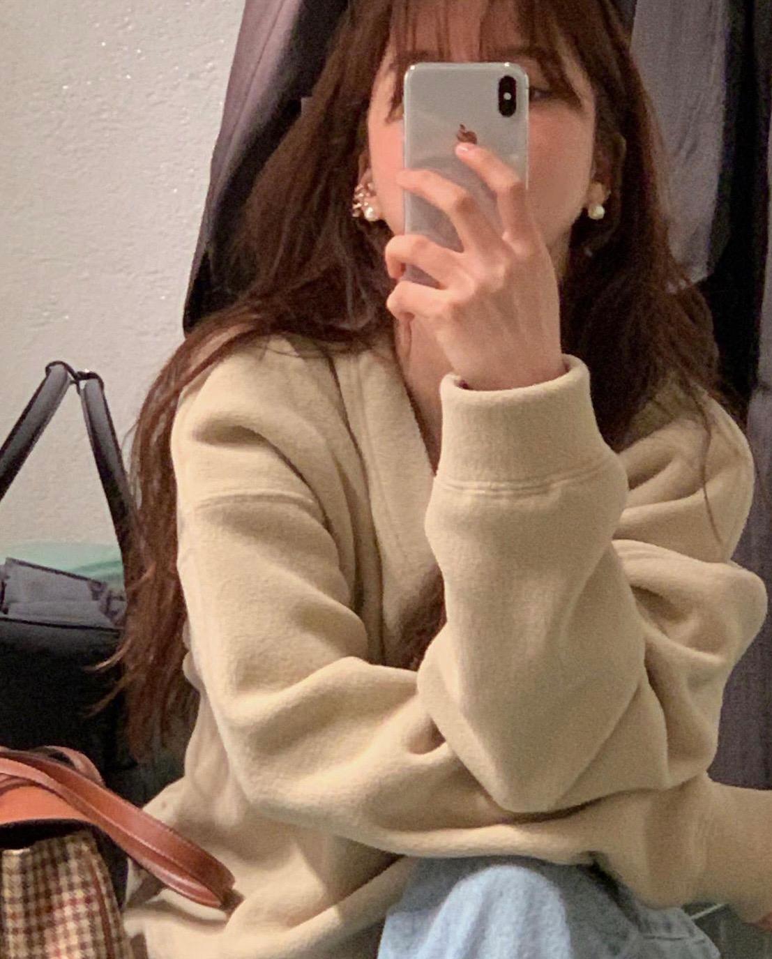 나우어데이즈 objet 오브제 폴리스 나염 맨투맨 긴팔 브이넥 후리스 스웻셔츠 (3col)